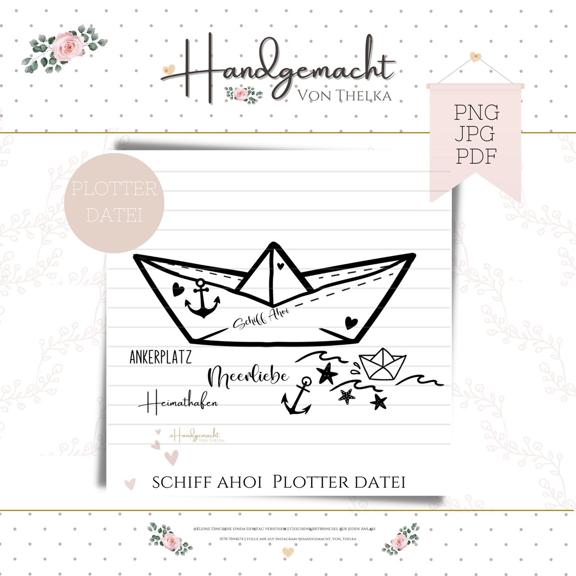 Plotter Datei Maritim SCHIFF AHOI Motiv Schiff Anker - Etsy.de