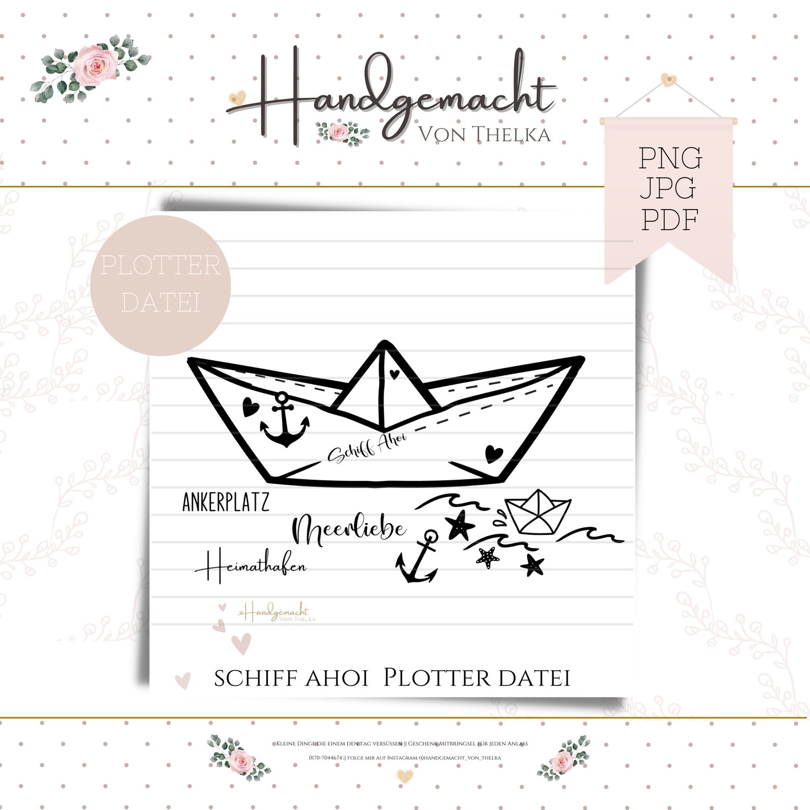 Plotter Datei Maritim SCHIFF AHOI Motiv Schiff Anker - Etsy.de
