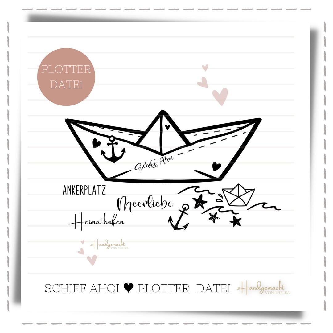 Plotter Datei Maritim SCHIFF AHOI Motiv Schiff Anker Herz - Etsy.de