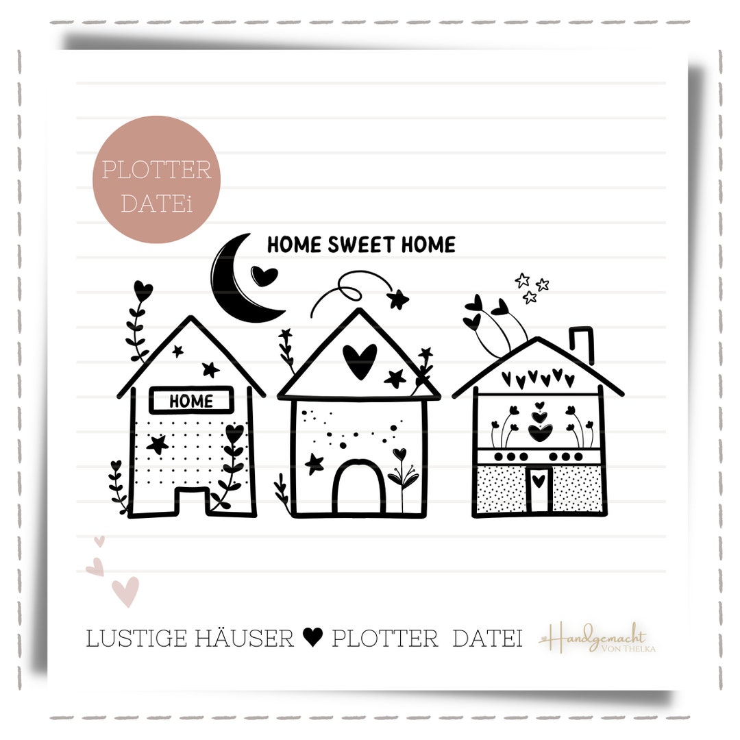 Plotter Datei HÄUSER mit HERZ Plotter Strand Häuser - Etsy.de