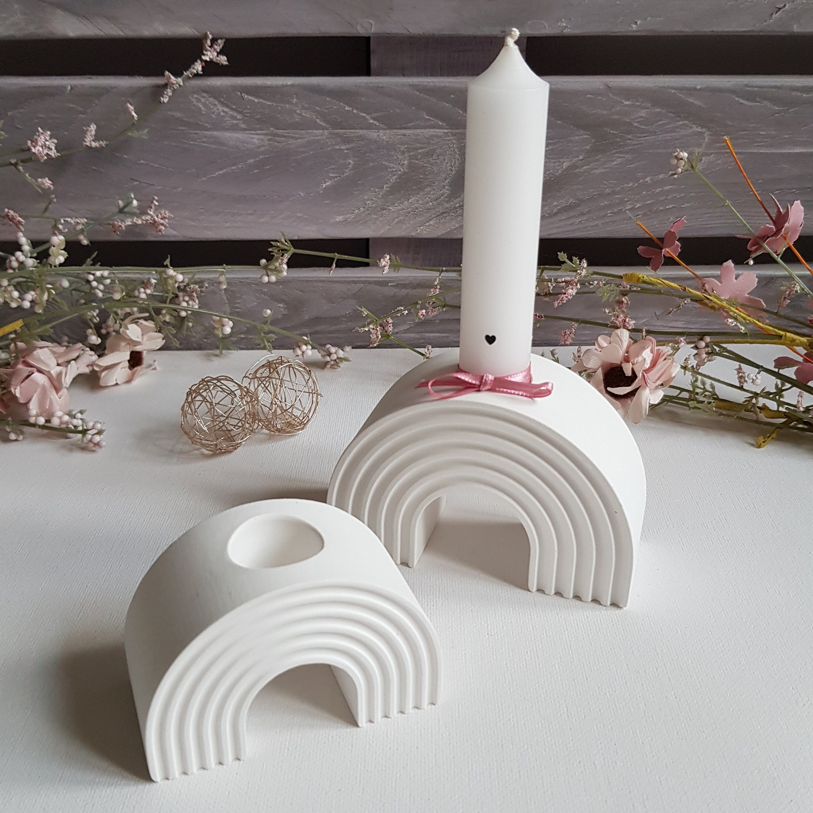 Beton Raysin Deko Kerzenständer Bogen Streifen Optik - Etsy.de