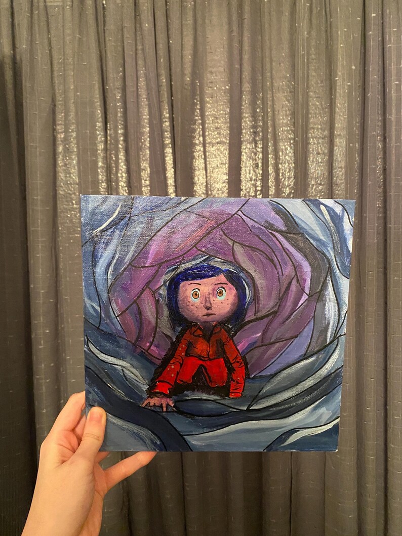Coraline-inspired Girl Crawling Through Mysterious Tunnel Acrylic ...
