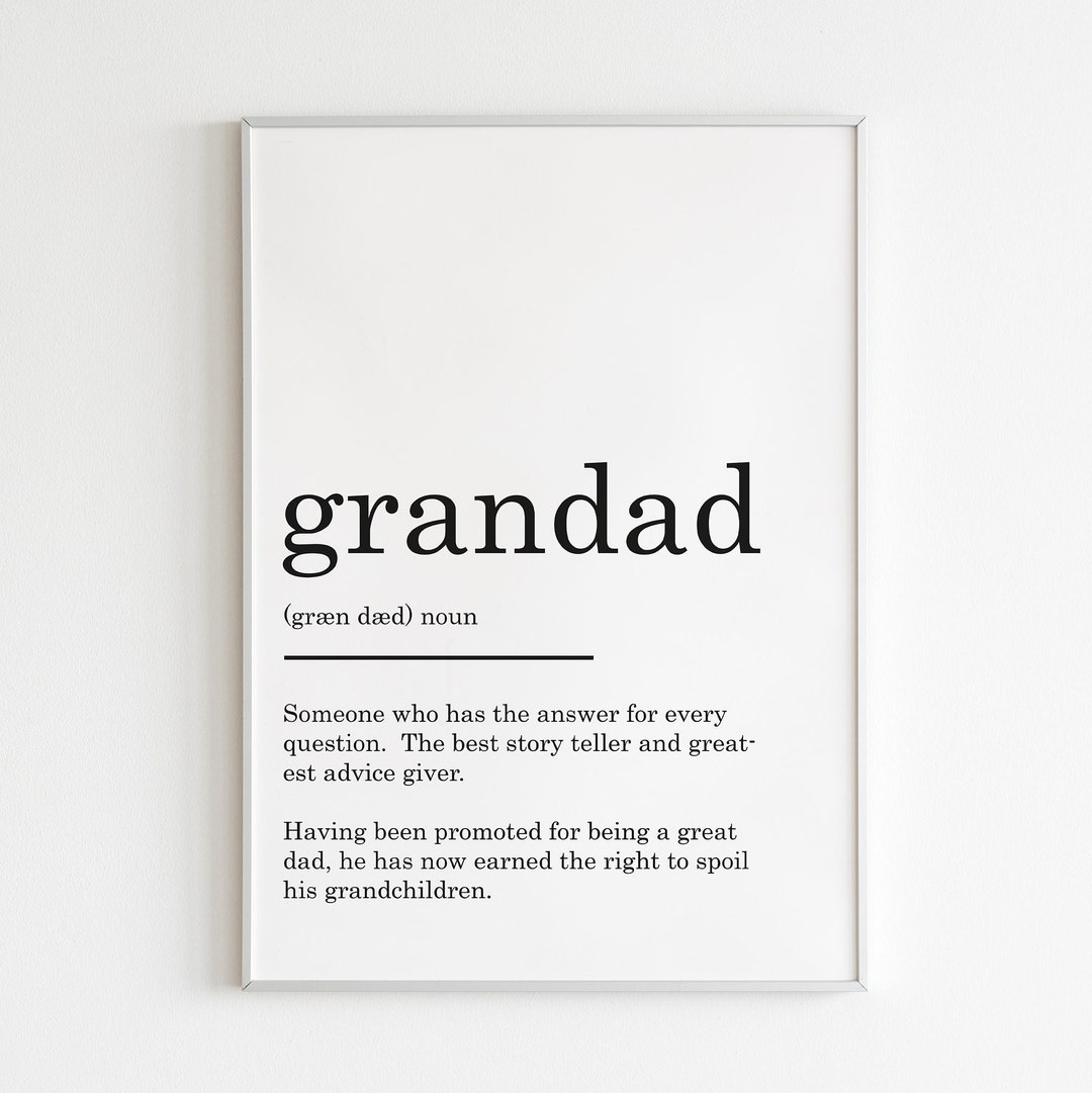 Grandad Definition Print Fathers Day Gift Grandad Poster - Etsy