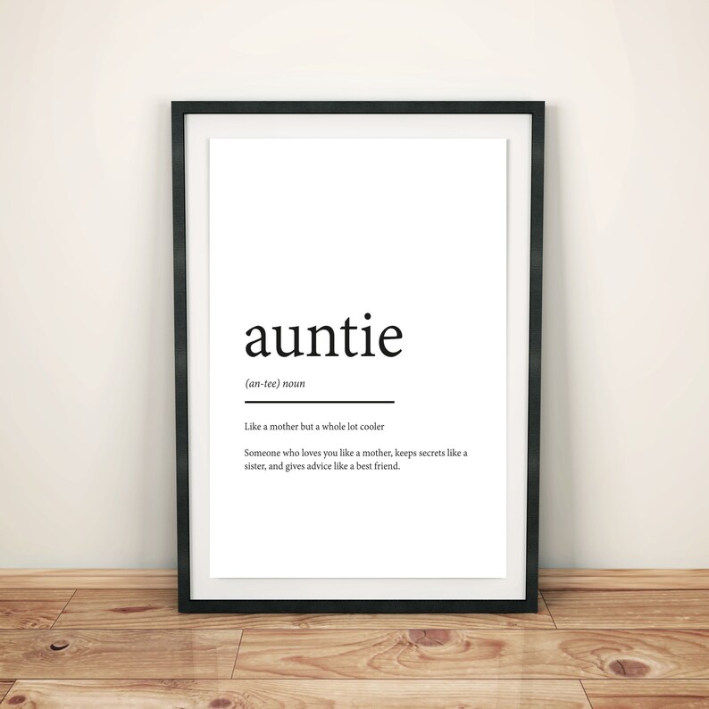 Auntie Definition Print Typography Family Prints Gifts | Etsy