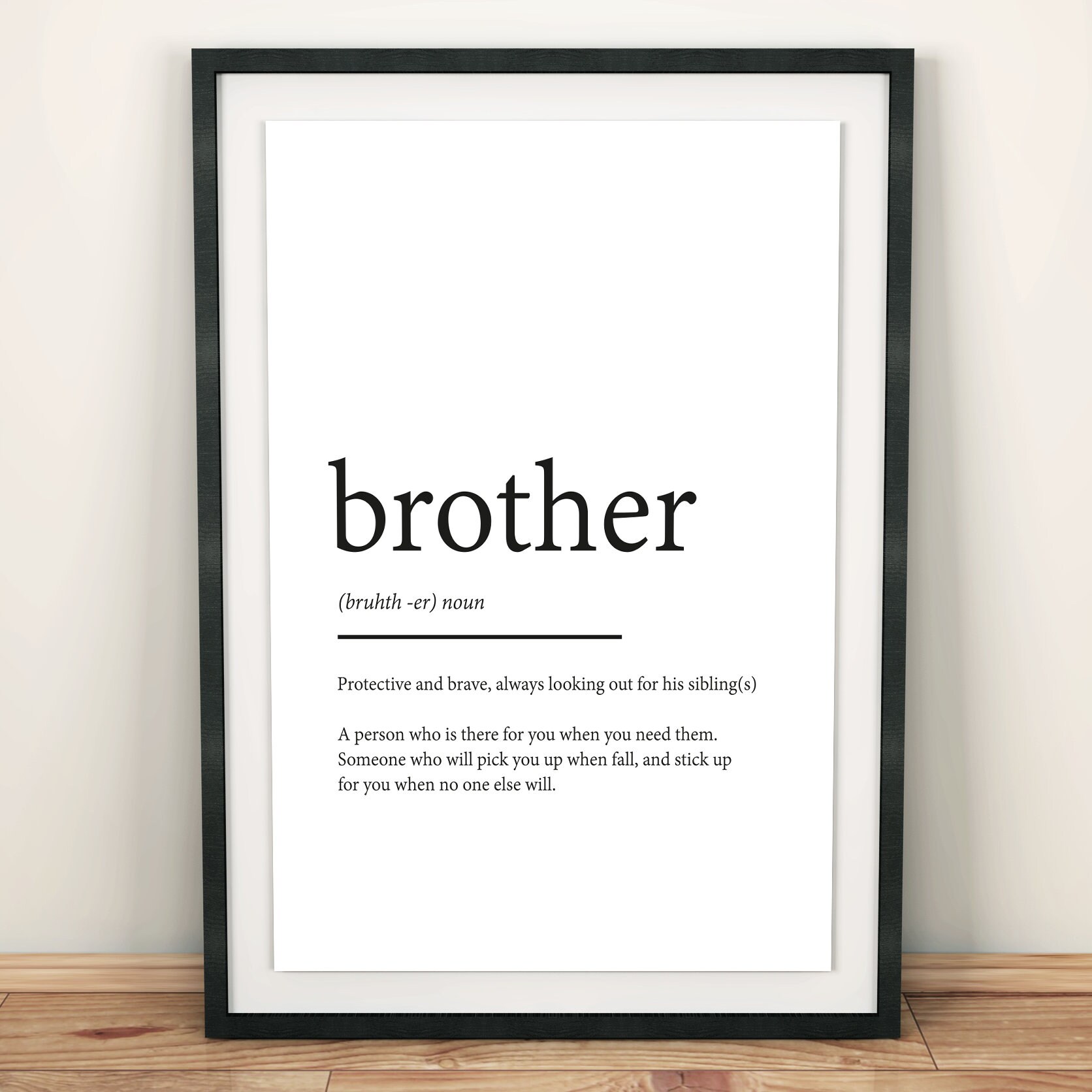 Brother Definition Print Typography Family Prints Gift | Etsy