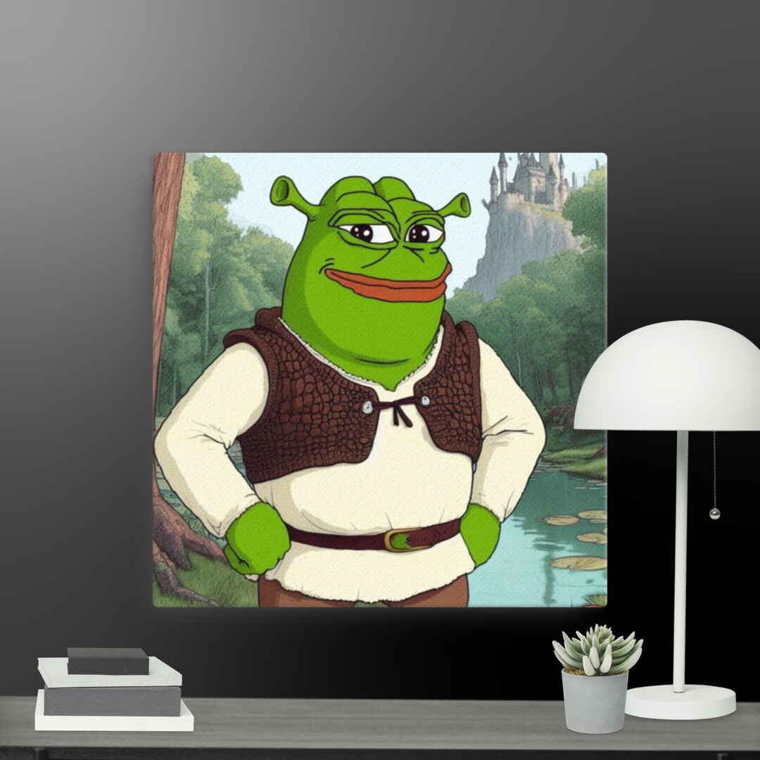 Pepe Shrek Ogre Canvas: Bring the Magic of the Meme to Your Home - Etsy