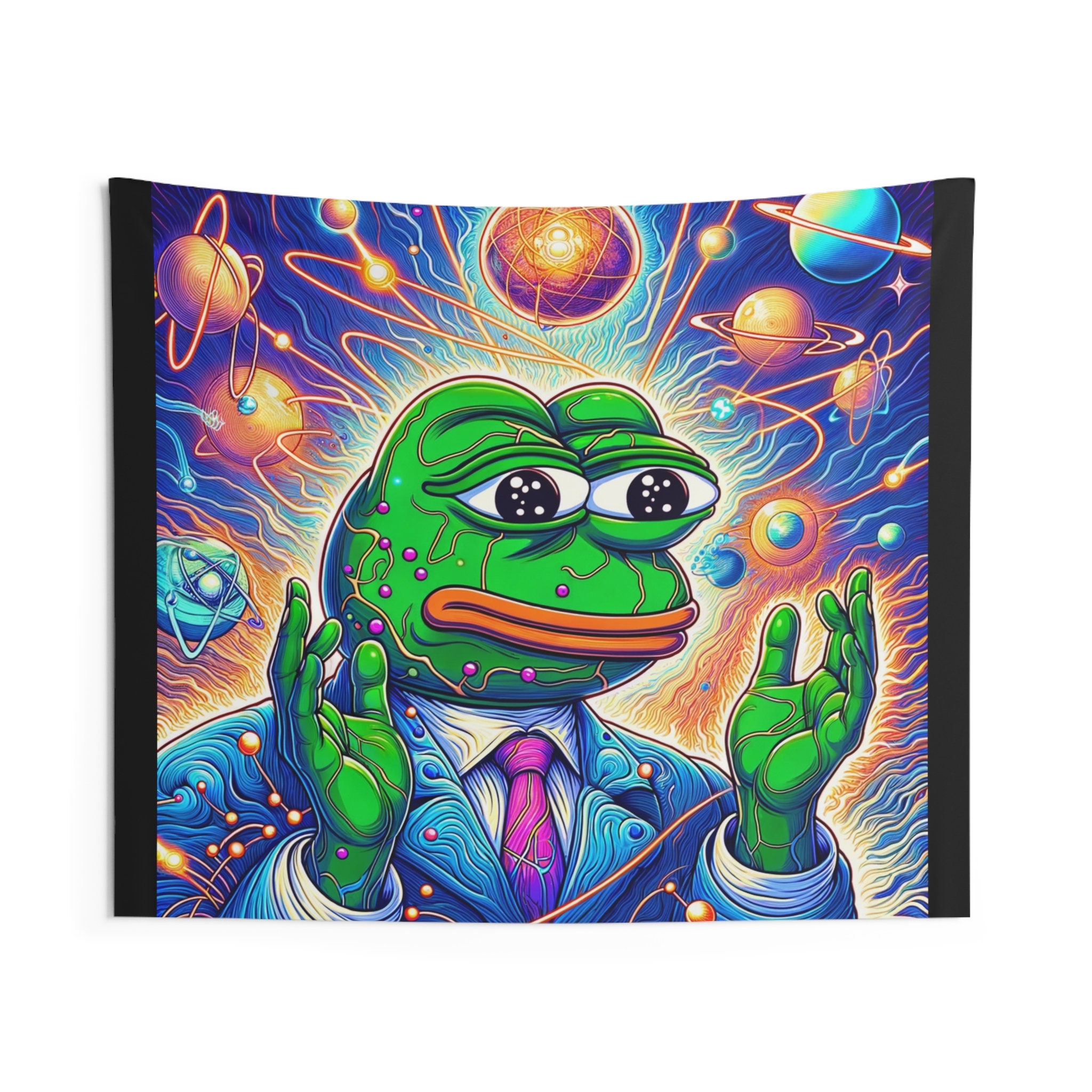 Psychedelic Tapestry Pepe Frog Manifestation 369 Indoor Wall Tapestries - Etsy