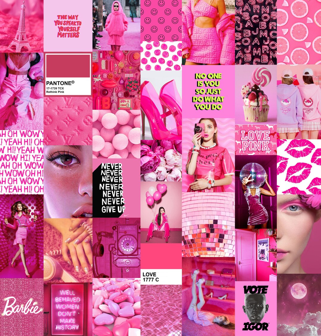 Boujee Neon Pink Aesthetic Wall Collage Kit digital Download 40pcs Deep ...