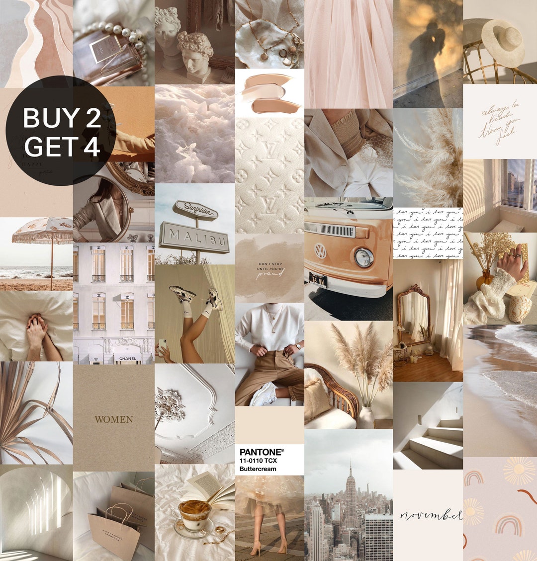 Boujee Boho Aesthetic Wall Collage Kit digital Download 40pcs Neutral ...