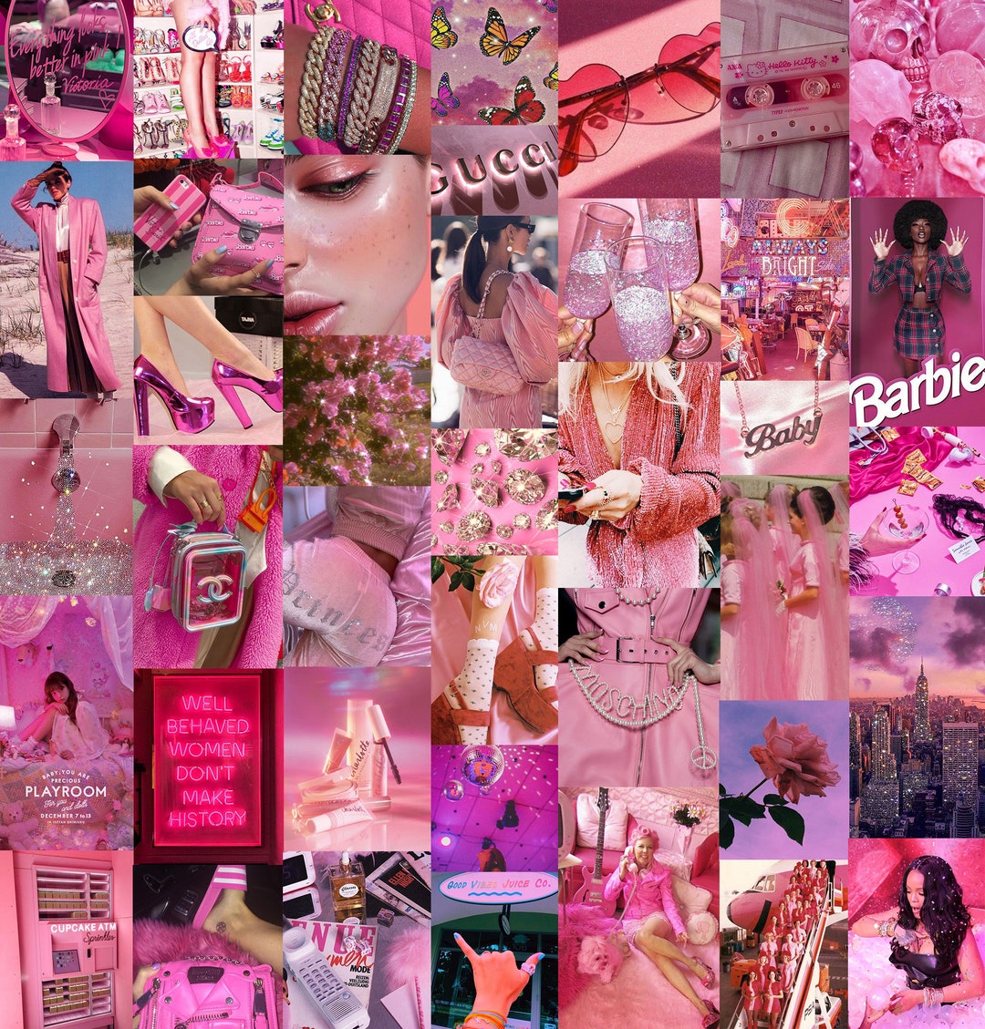 Boujee Pink 2 Aesthetic Wall Collage Kit digital Download 40pcs Vintage ...