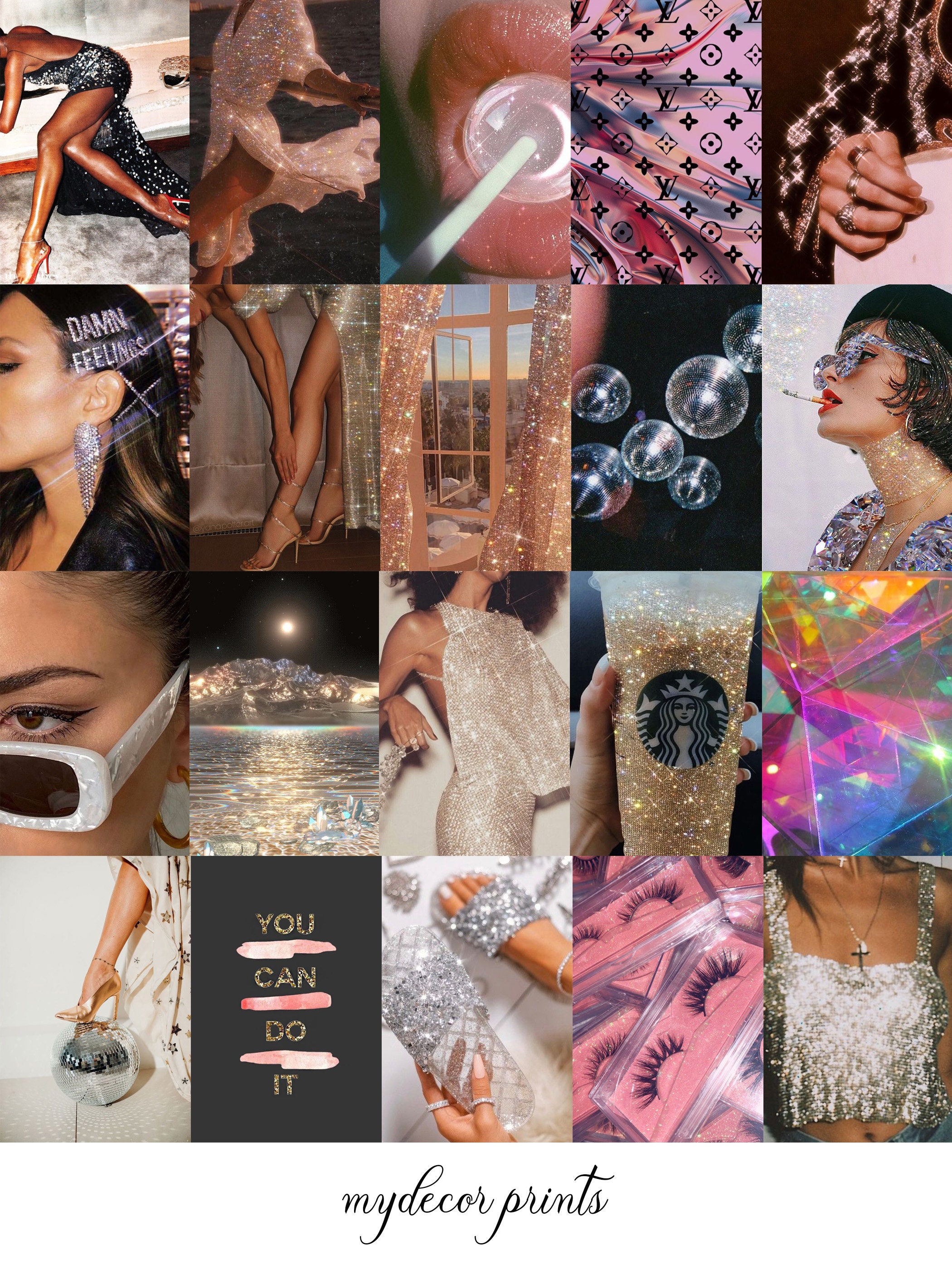 Boujee Glam Glow Aesthetic Wall Collage Kit Digital Download Etsy