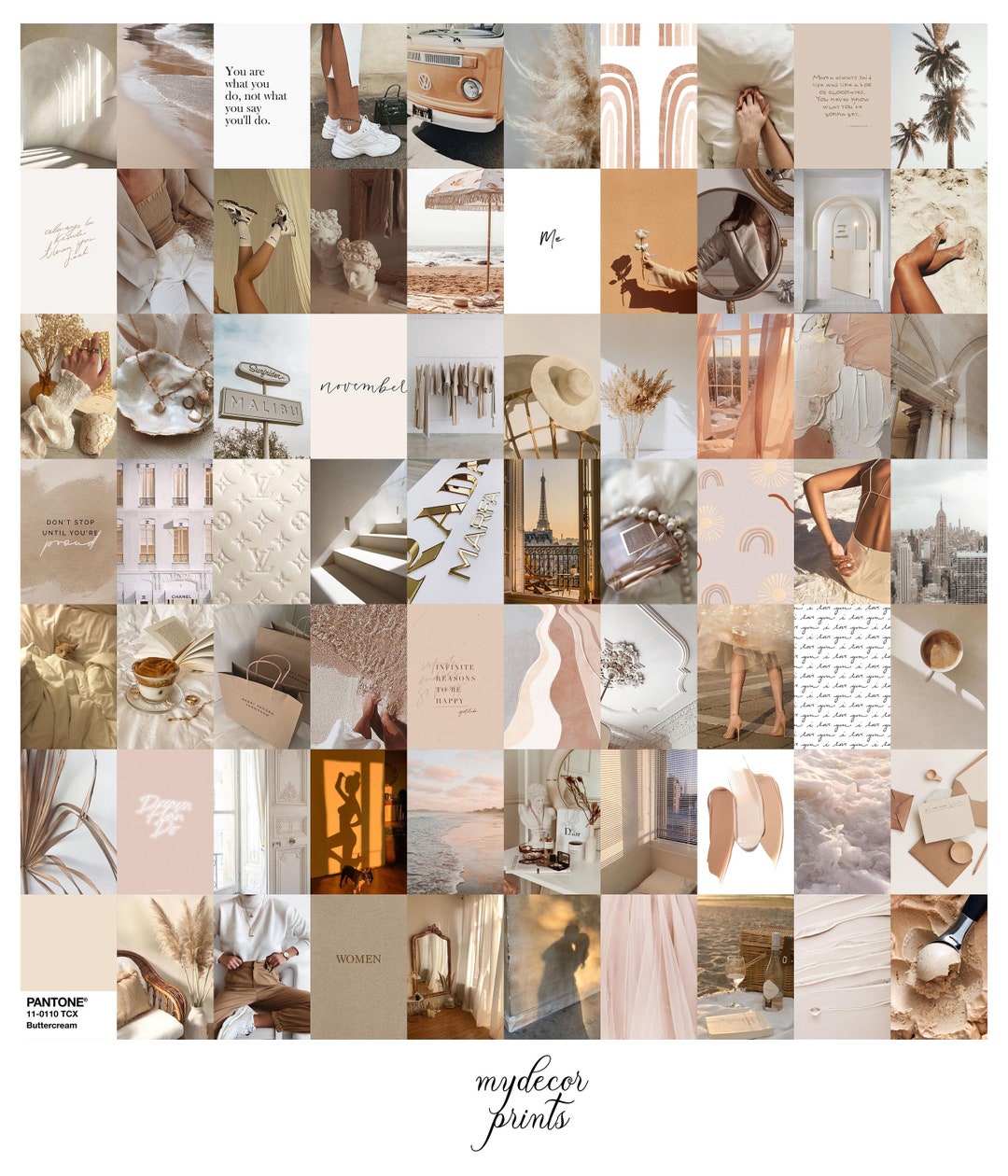 Boujee Boho Aesthetic Wall Collage Kit digital Download 70pcs Neutral ...