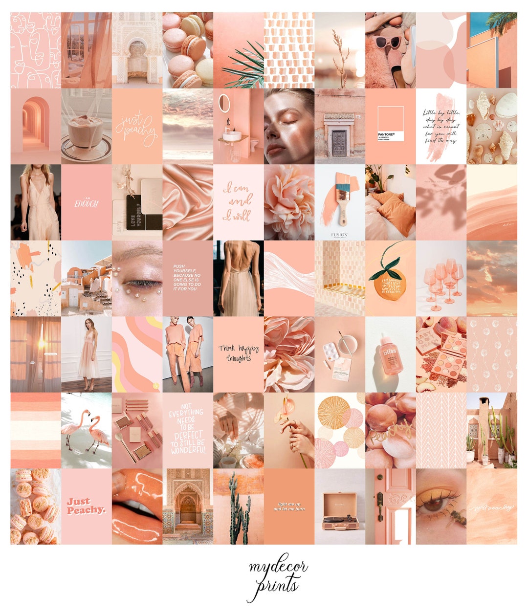 Boujee Peach Boho Aesthetic Collage Wall Kit digital Download 70pcs ...