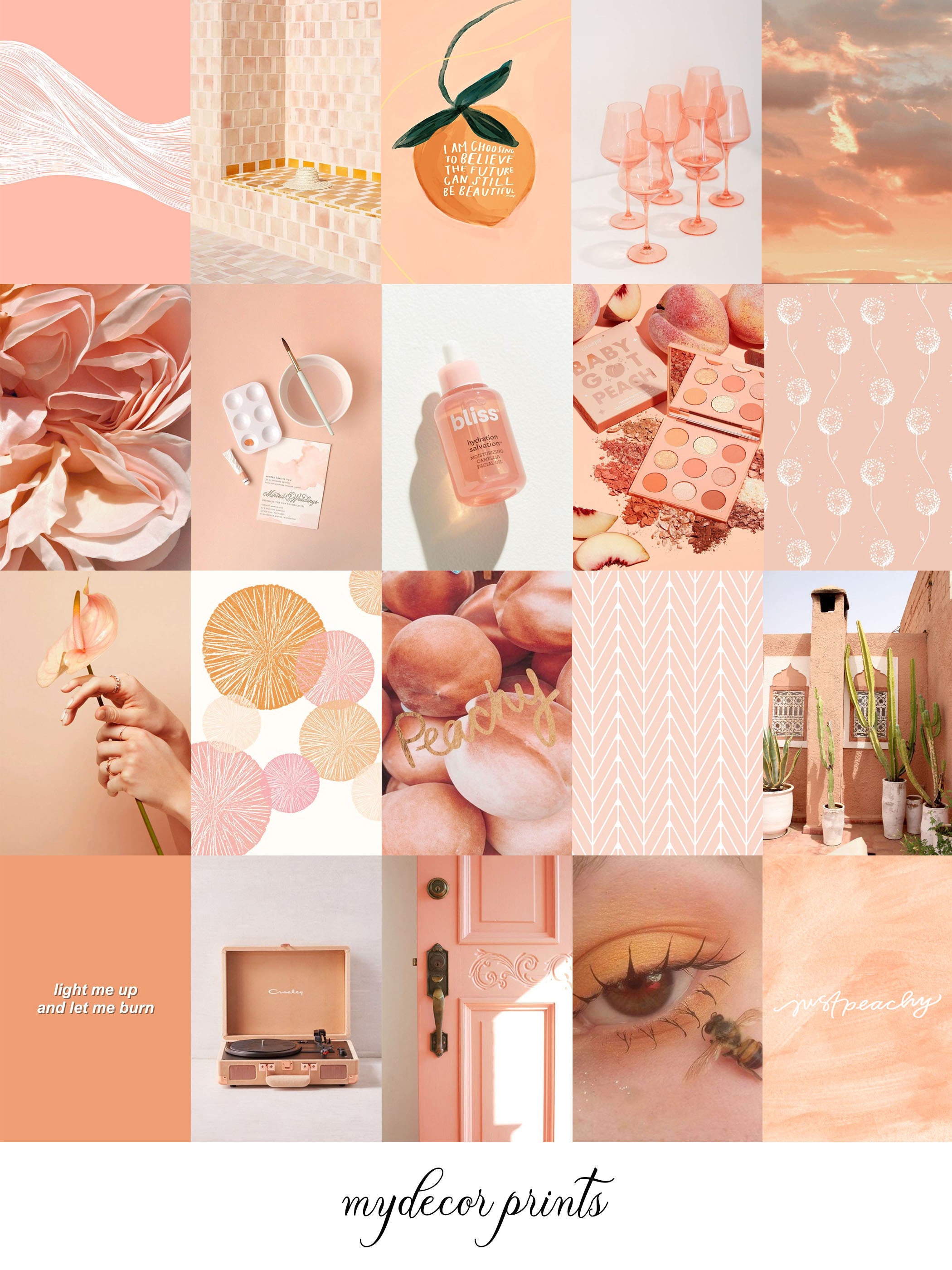Boujee Peach Boho Aesthetic Collage Wall Kit Digital | Etsy