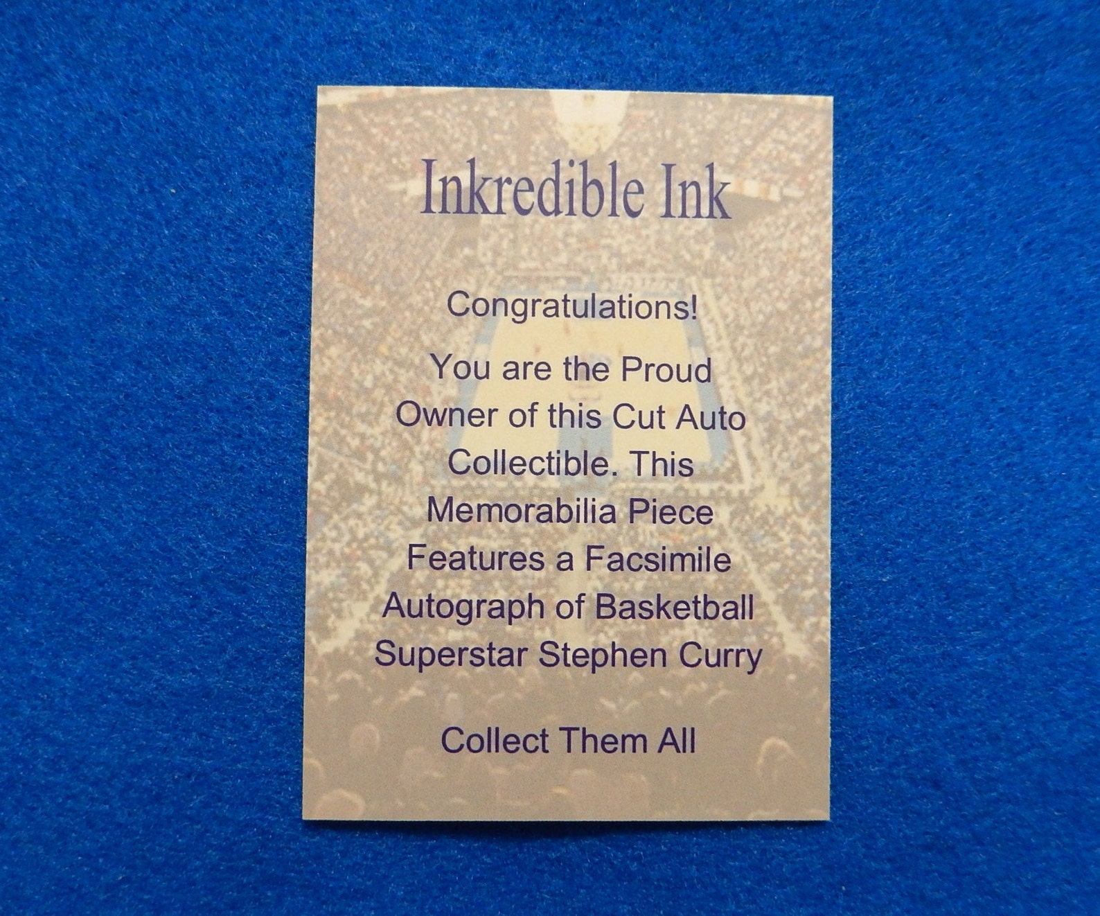 STEPHEN CURRY Inkredible Ink Basketball Card, Facsimile Autograph, Near ...