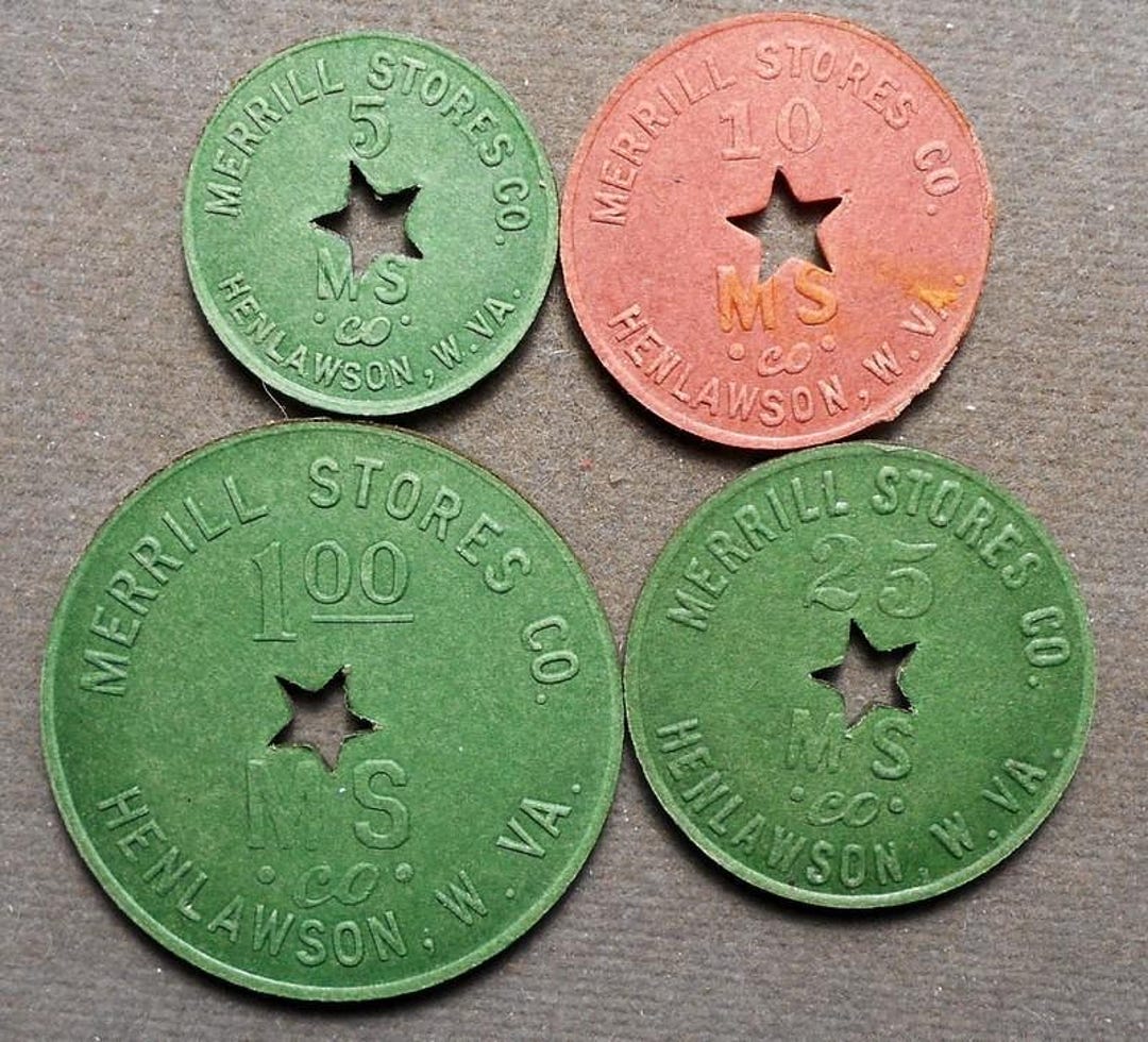 Coal Scrip Tokens: Merrill Stores Company, Henlawson, West Virginia ...