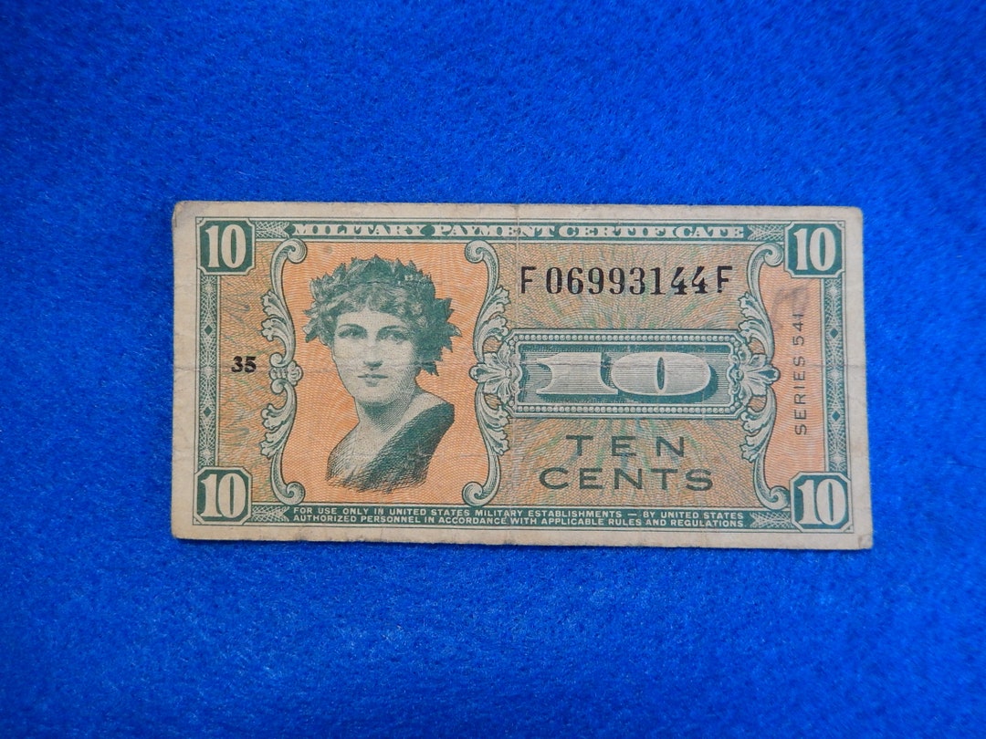 1954 Military Payment Certificate MPC, Series 541, 10 Cents, Korean War ...