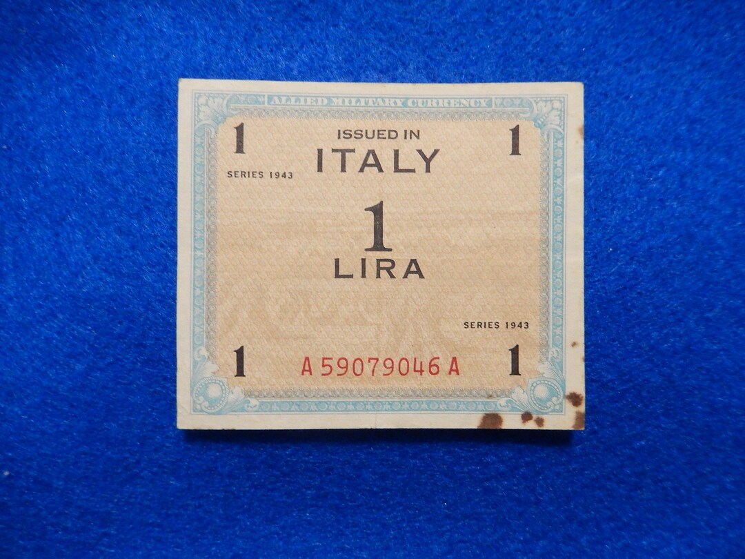1943 Italy 1 Lire Allied Military Currency AMC Issued by - Etsy