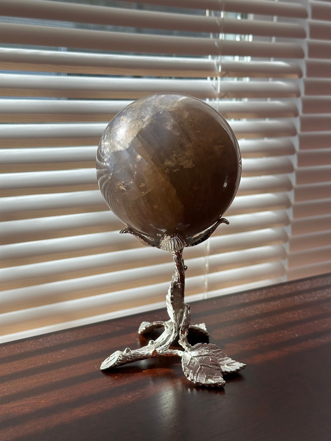 Flower Sphere Stand, Flower and Stem, Sphere Display, Crystal Display ...