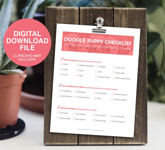 Doodle Puppy Checklist Printable Dog List of Products for New | Etsy