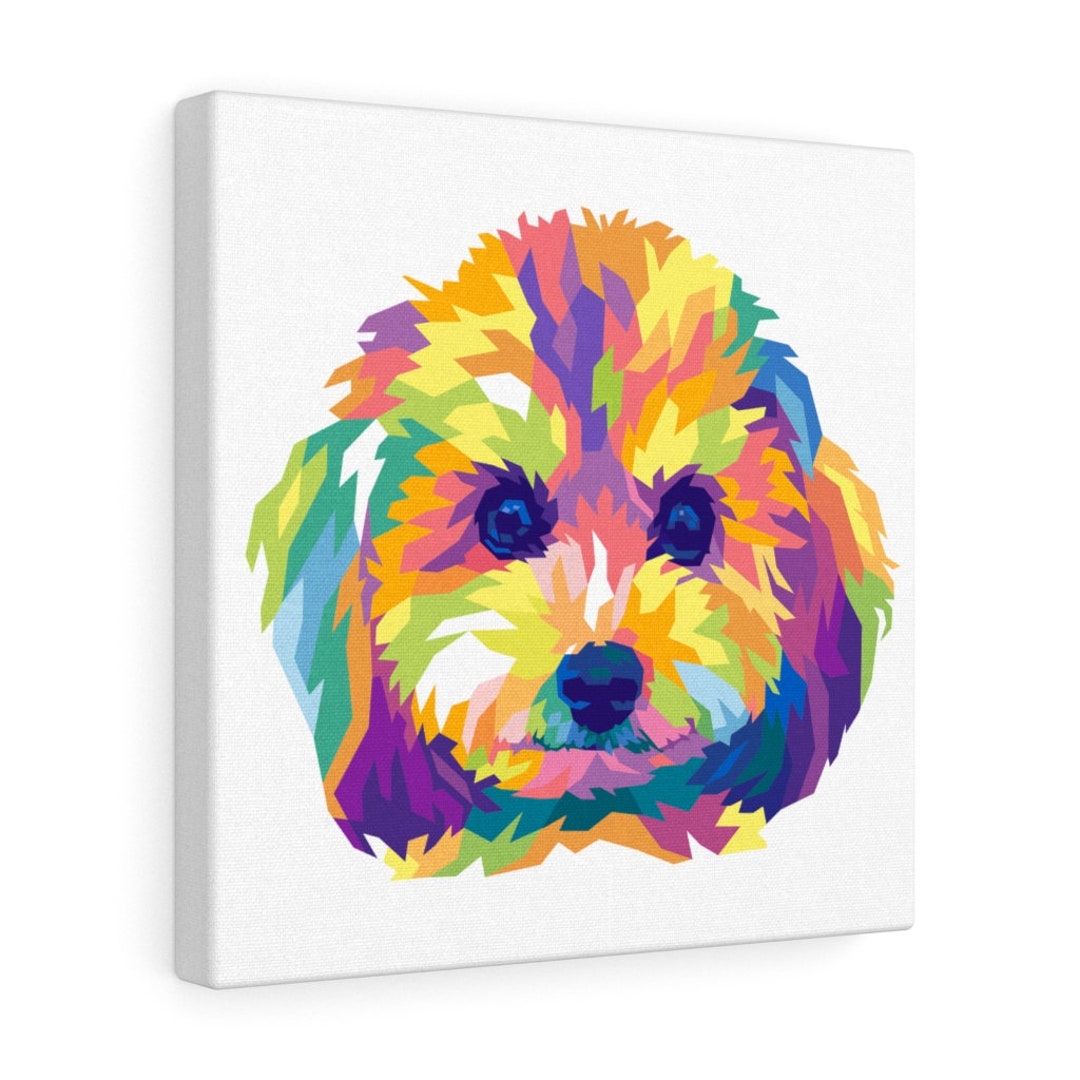 Cavapoo Colorful Rainbow Dog 12 X 12 Canvas Print - Etsy