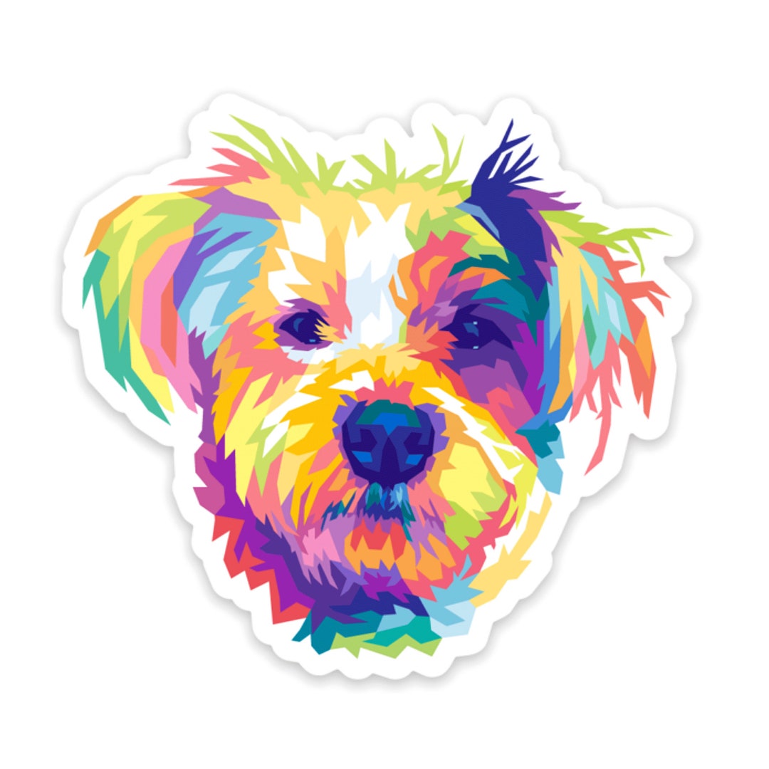 Scruffy Dog Sticker for Laptop, Cute Sticker, Colorful Water Bottle ...