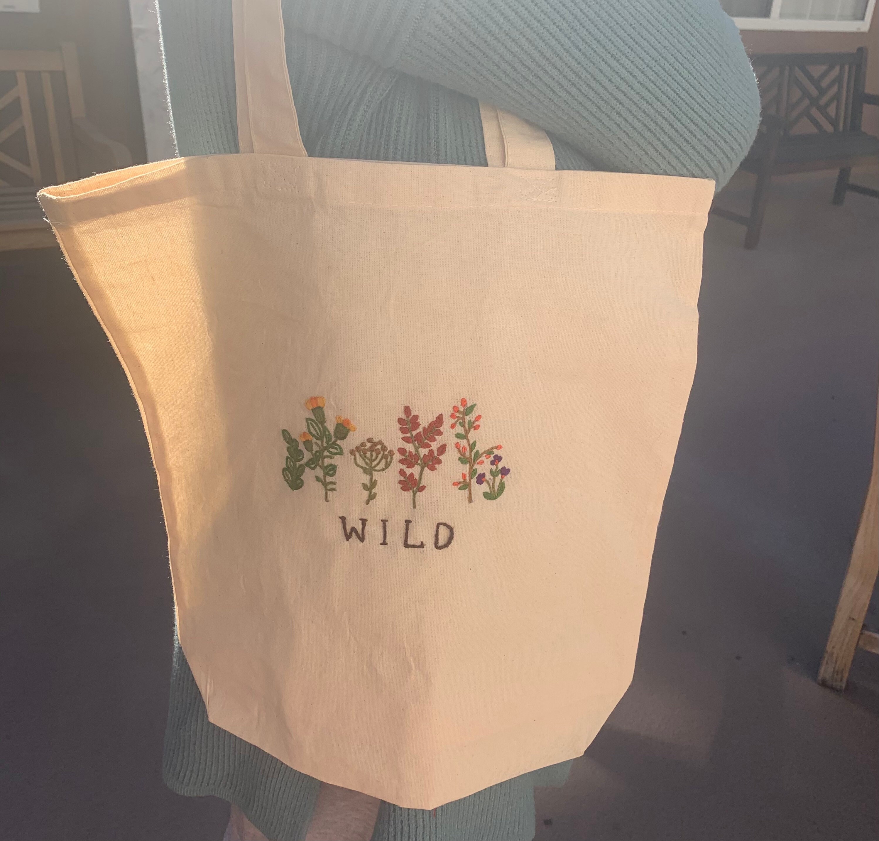 Wild Flower Tote Bag - Simple Floral Tote Bag - Flower Tote Bag ...
