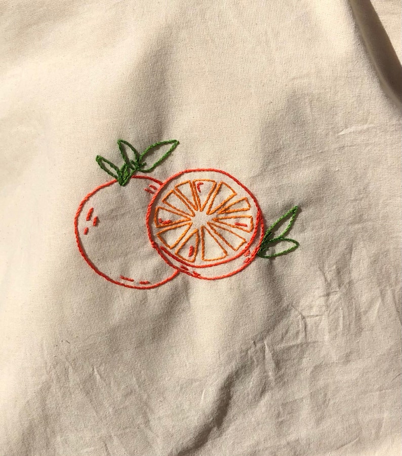 Handmade Embroidered Orange Tote Bag - Etsy