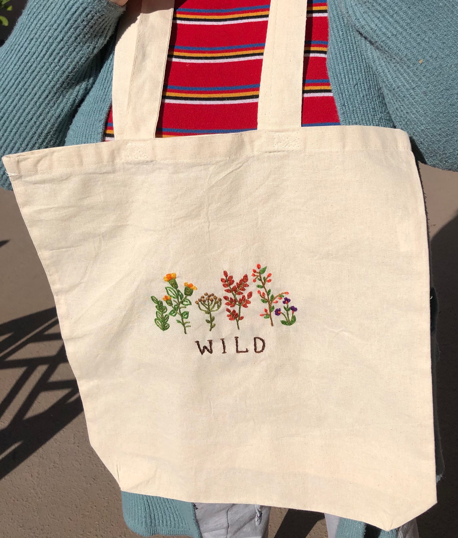Wild Flower Tote Bag - Simple Floral Tote Bag - Flower Tote Bag ...