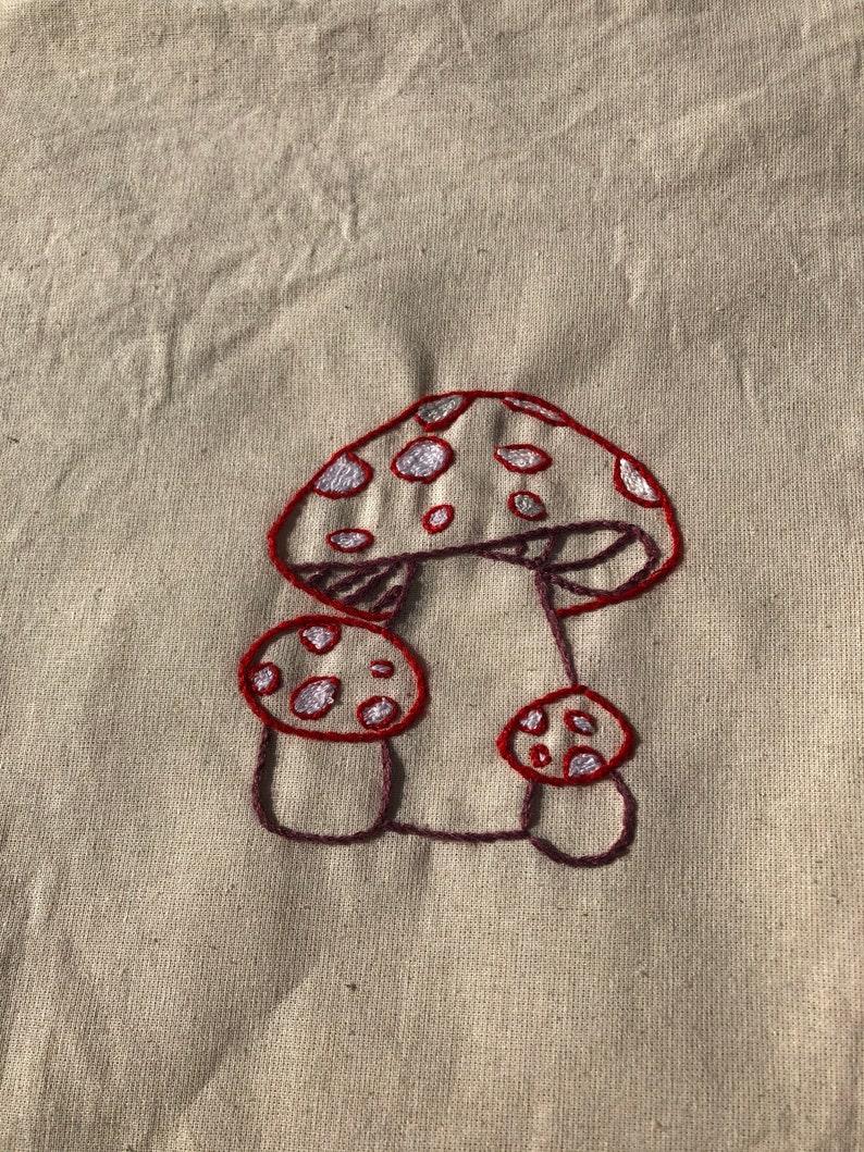 Handmade Embroidered Mushroom Tote Bag - Mushroom Tote Bag - Handmade ...