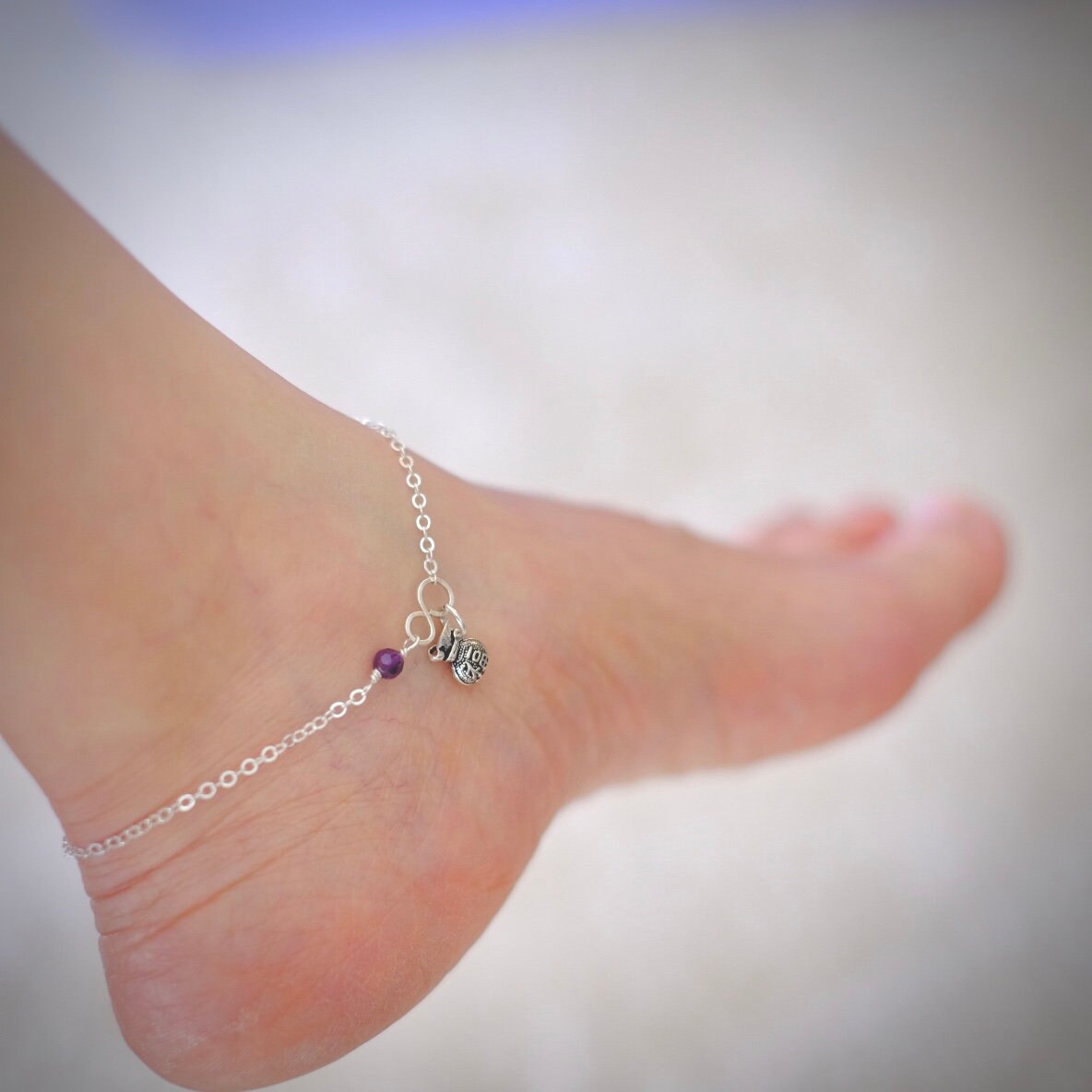 Choices of Gemstone Anklets/gemstone Bead and Silver Pendant - Etsy