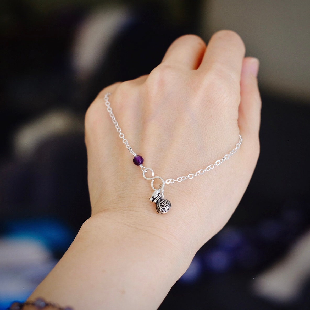 Choices of Gemstone Anklets/gemstone Bead and Silver Pendant - Etsy