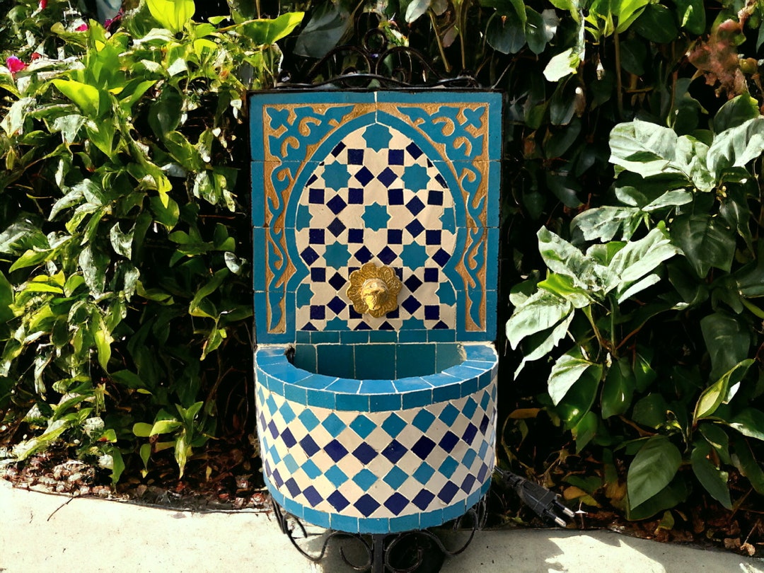 Moroccan Mosaic Fountain, Moroccan Tile Fountain, Moroccan Outdoor ...