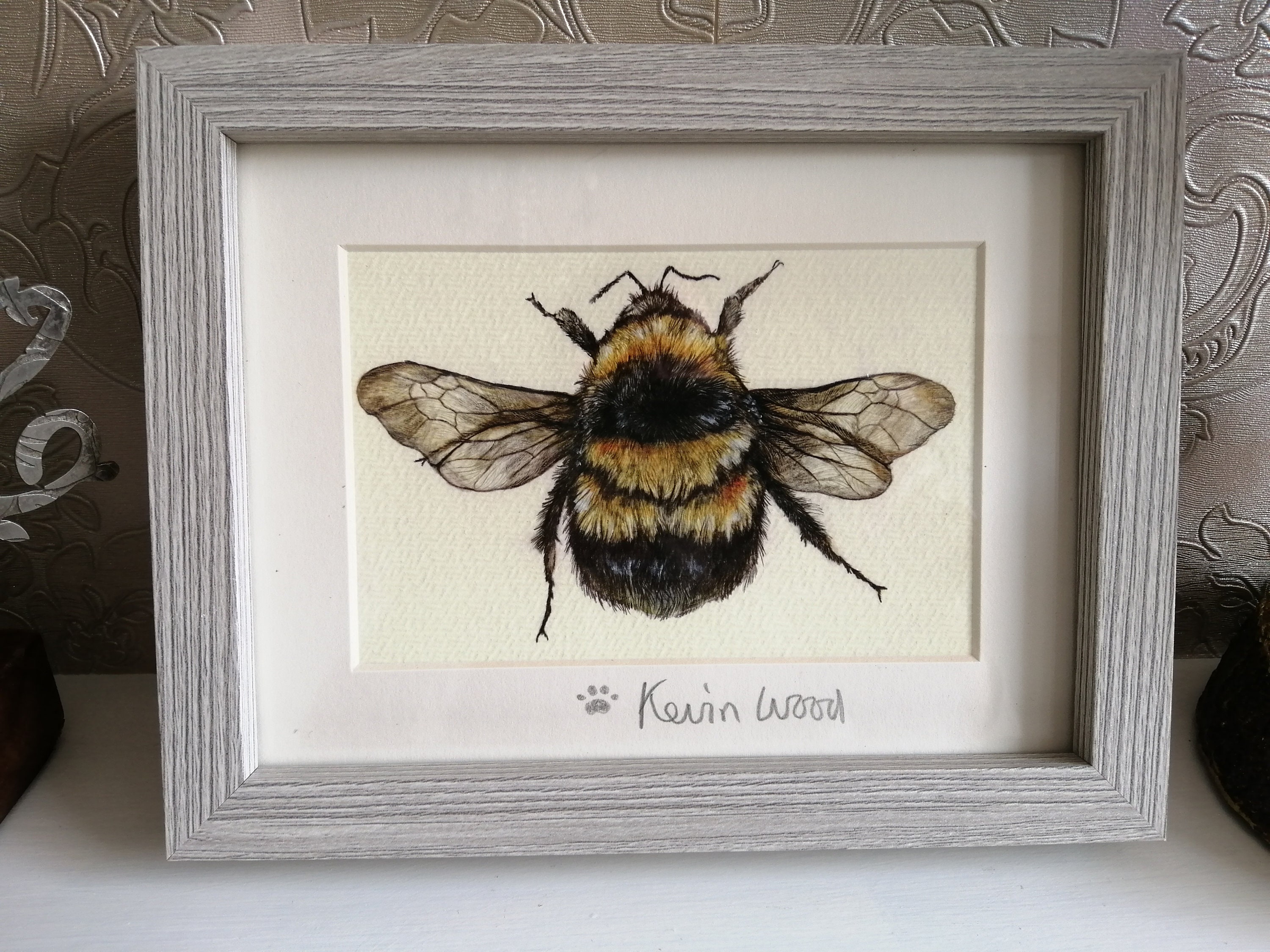 Bumble Bee Print by Kevin Wood. in a Signed Antique White - Etsy