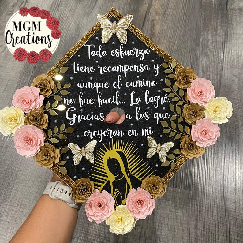 Glam Floral Virgen Grad Cap Topper | Custom Graduation Topper | Class ...