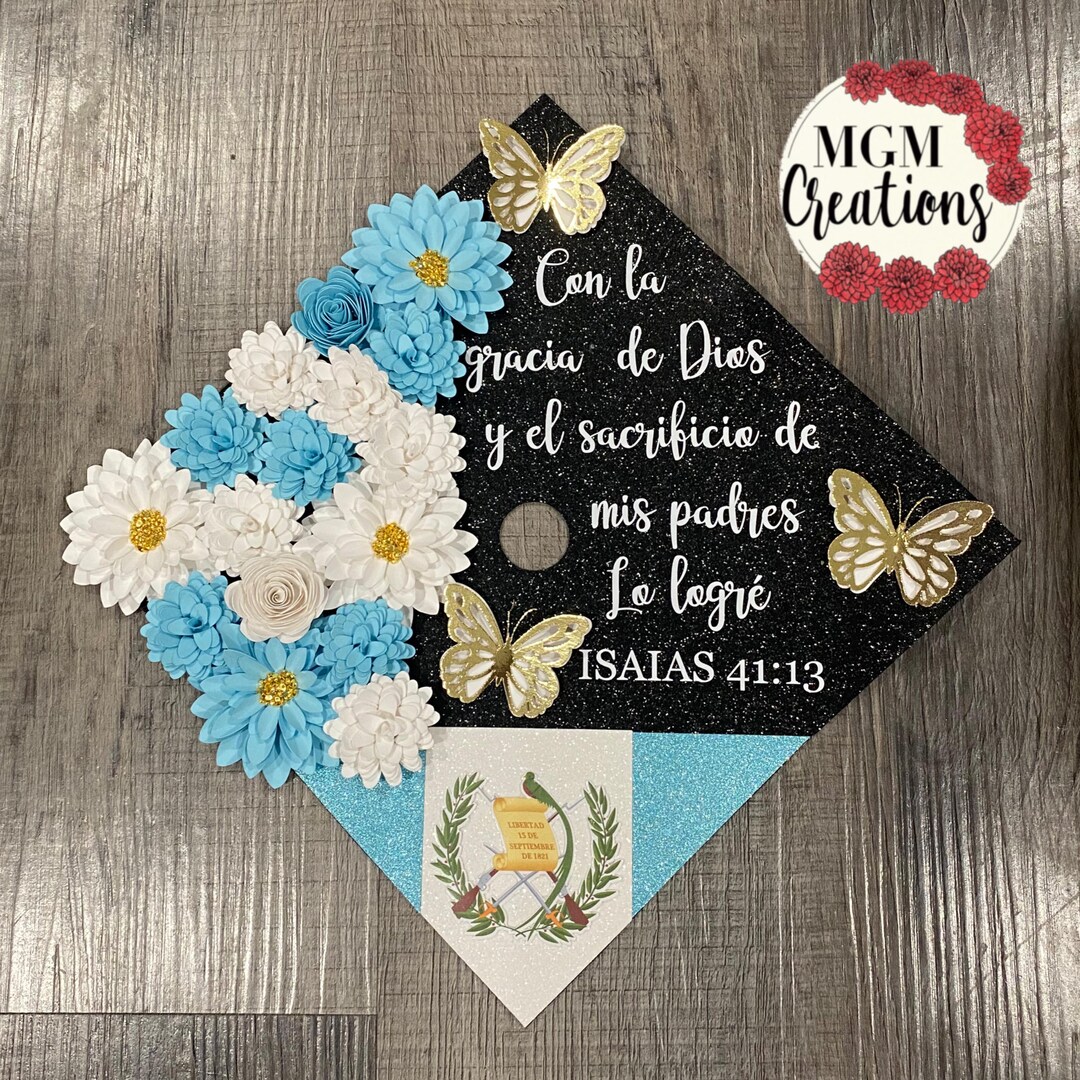 Flag Grad Cap Topper | Glam Floral Grad Cap Topper | Custom Graduation ...