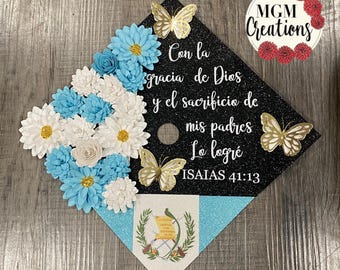 Glam Floral Virgen Grad Cap Topper | Custom Graduation Topper | Class ...