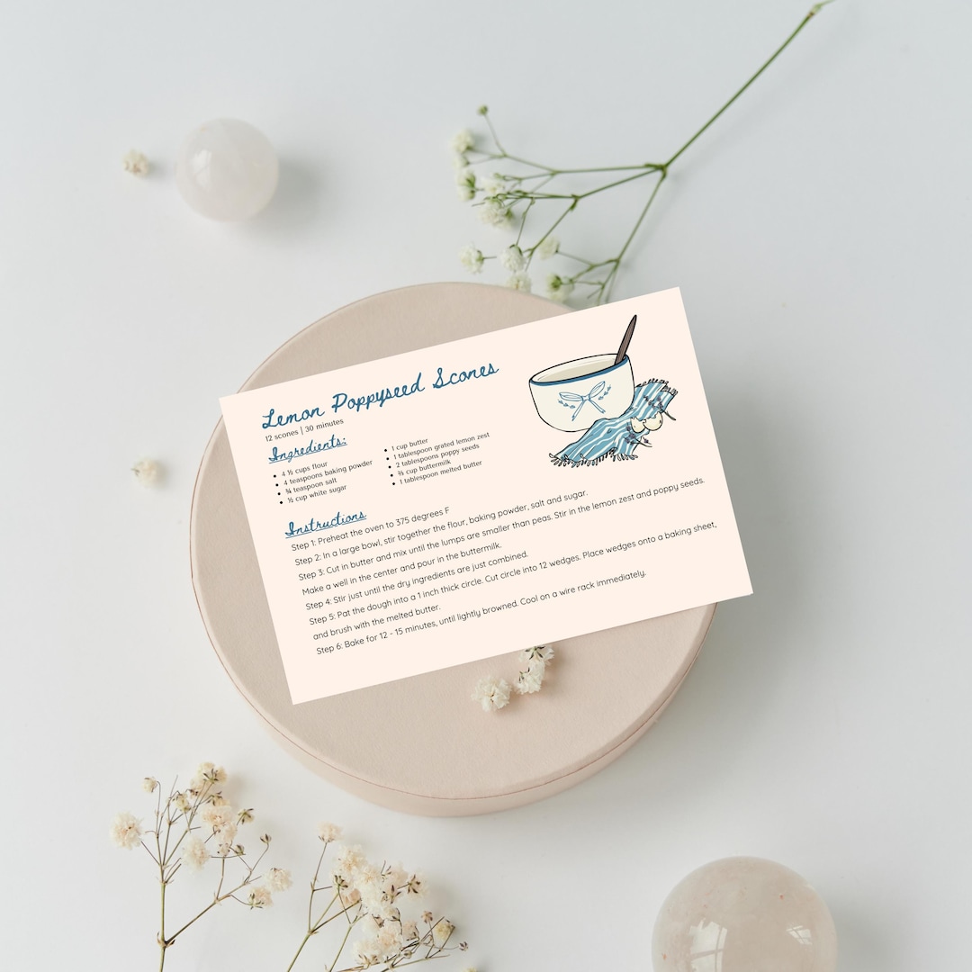 Farmhouse Recipe Card Template: Hand-drawn Design (digital Download) - Etsy