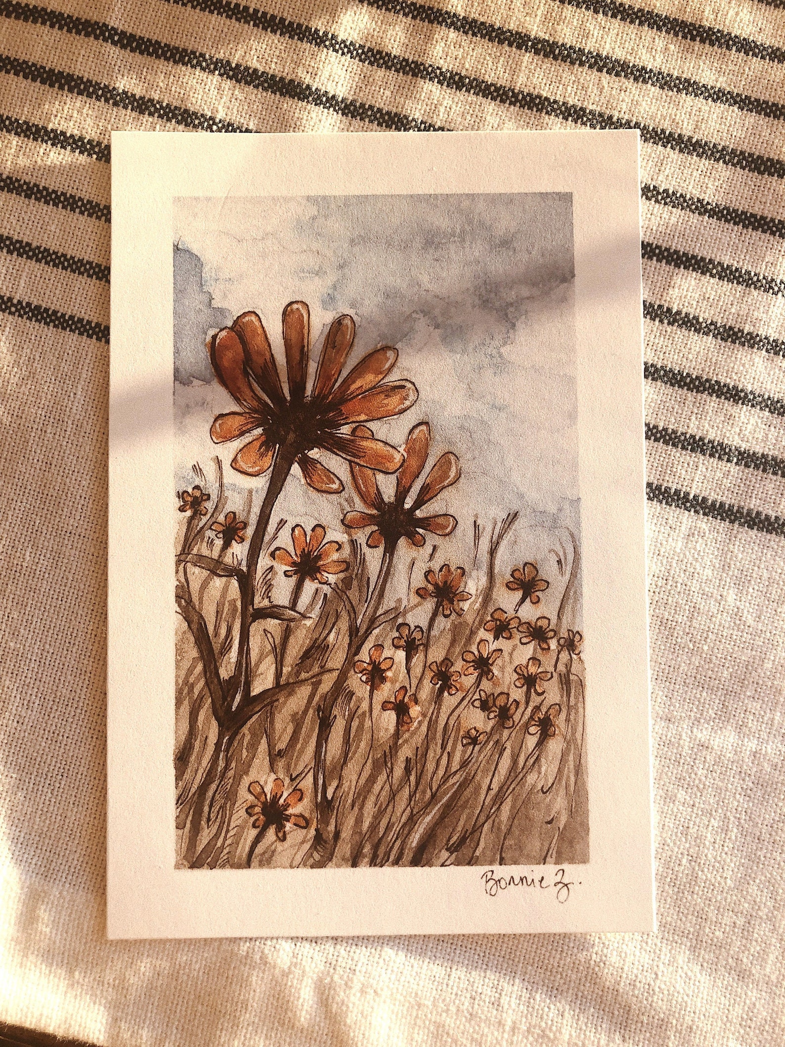 Field of Flowers: Cottage Core Watercolor 4x6 | Etsy