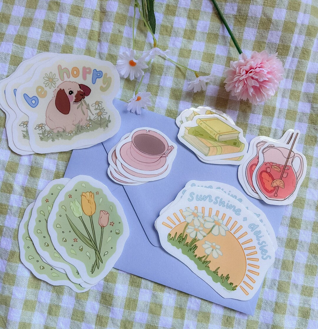 Spring Sticker Pack: 6 Vinyl Stickers| Laptop and Bottle Decals ...