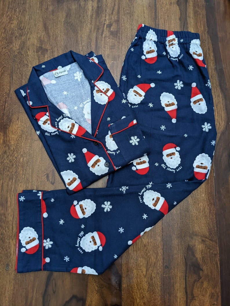 Santa Christmas Flannel Pajamas for Adults Holiday Pajamas Santa ...