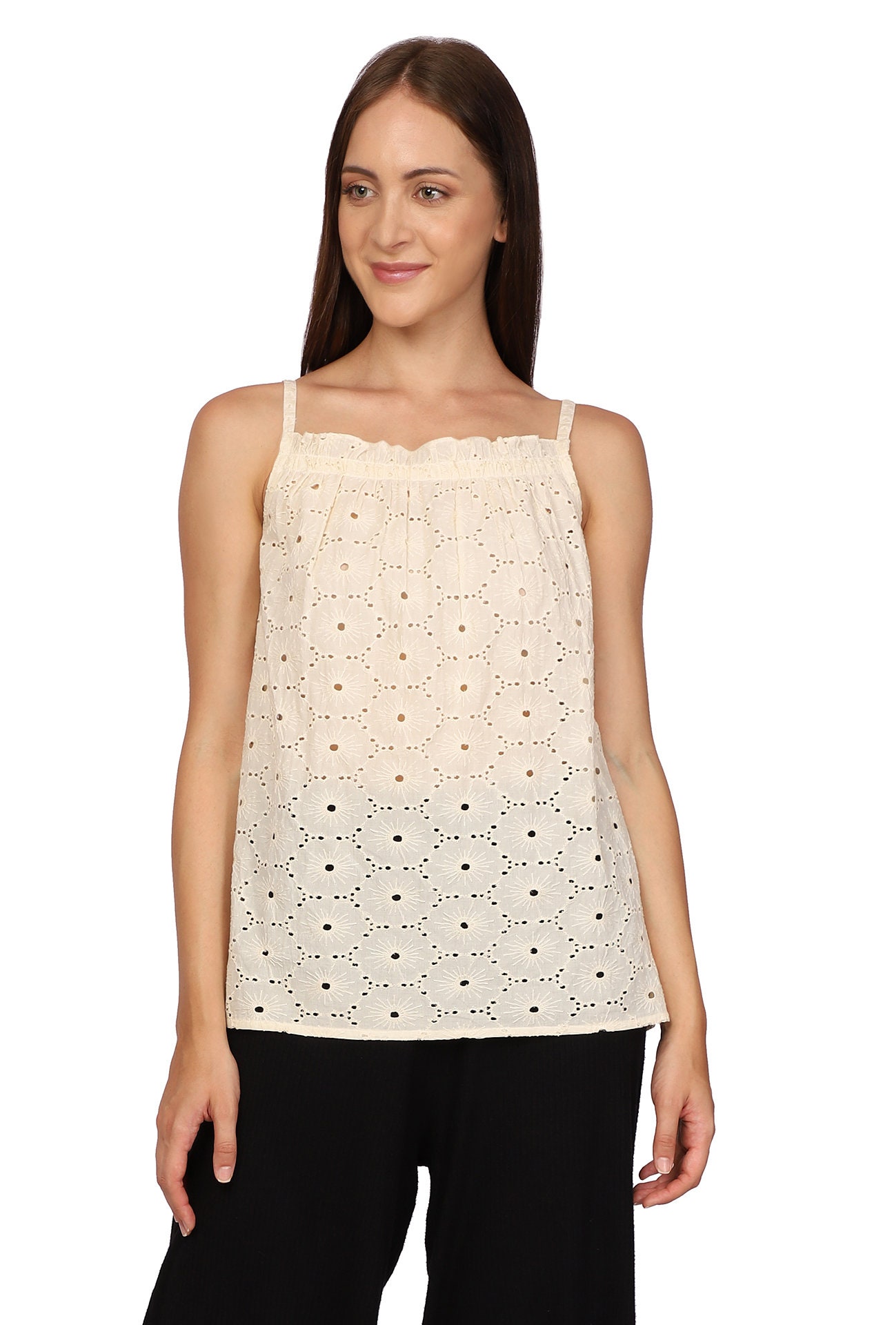 White Eyelet Tank Top; Tank Top; Embroidered Eyelet Top; White Top ...