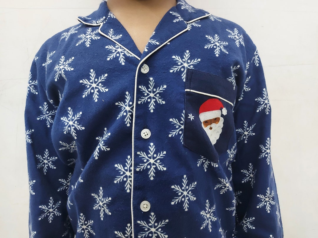 Snowflake Christmas Flannel Pajamas for Adults Holiday Pajamas Santa ...