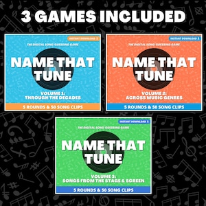 NAME THAT TUNE Digital Party Game Bundle | 3 Games Included & 150 Song ...