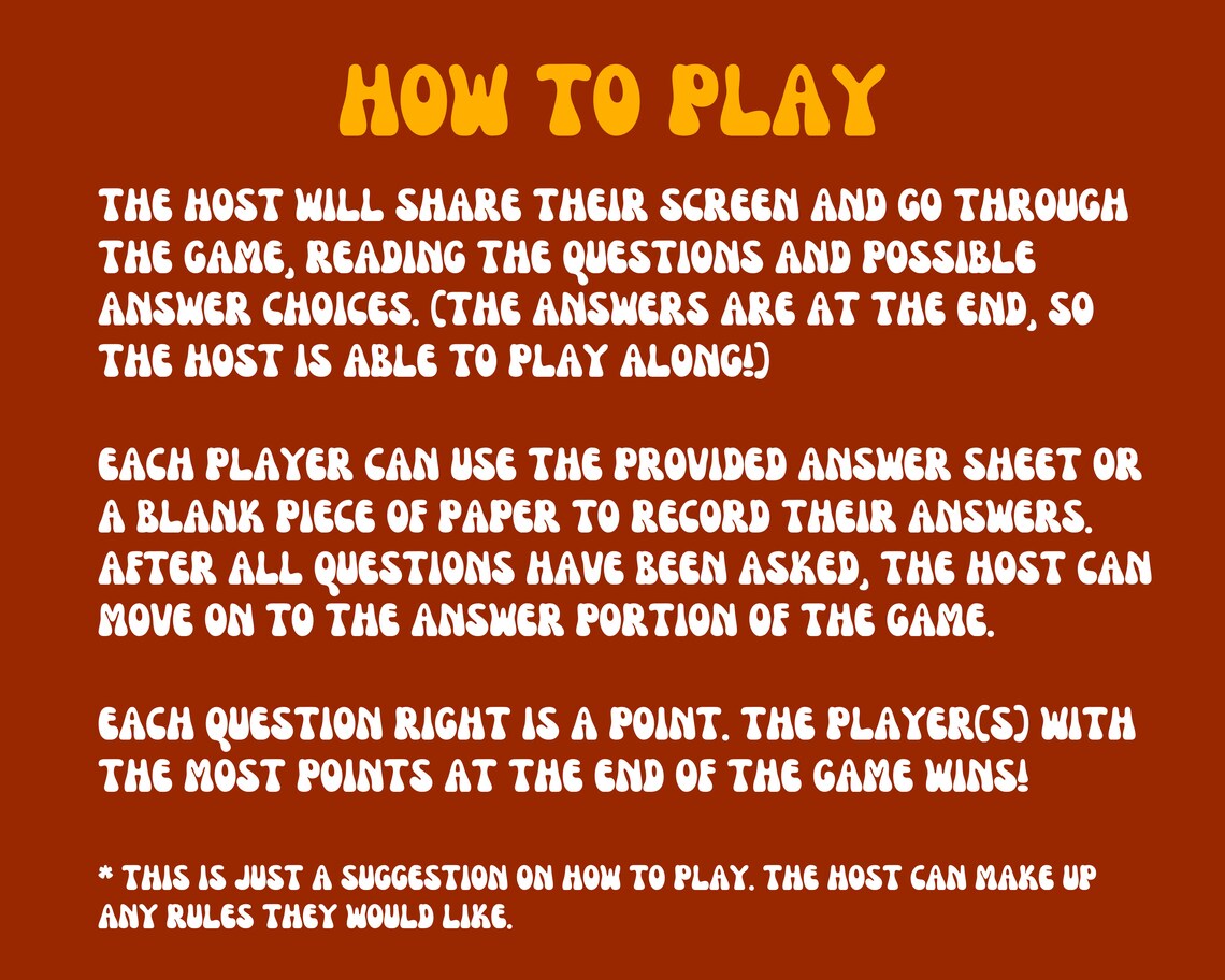 GROOVY 70'S TRIVIA Digital Game 7 Rounds & 70 Questions Perfect for ...