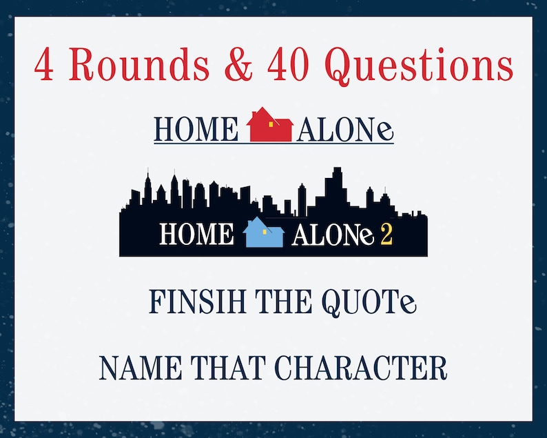 Home Alone Trivia Game: Christmas Holiday Family Fun (PDF Files) - Etsy
