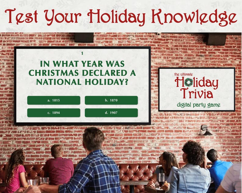 HOLIDAY TRIVIA Digital Game | 6 Rounds & 60 Questions | Christmas Party ...