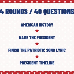 PATRIOTIC TRIVIA Printable Game | 4 Rounds & 40 Questions | Labor Day ...