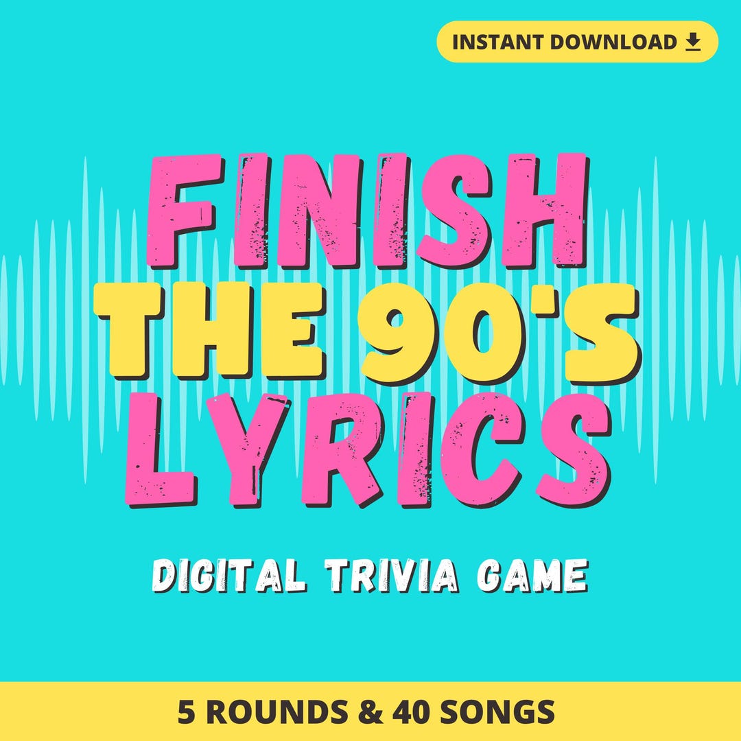 FINISH THE 90’S LYRICS Digital Party Game | 5 Rounds & 40 Songs | 90’s ...