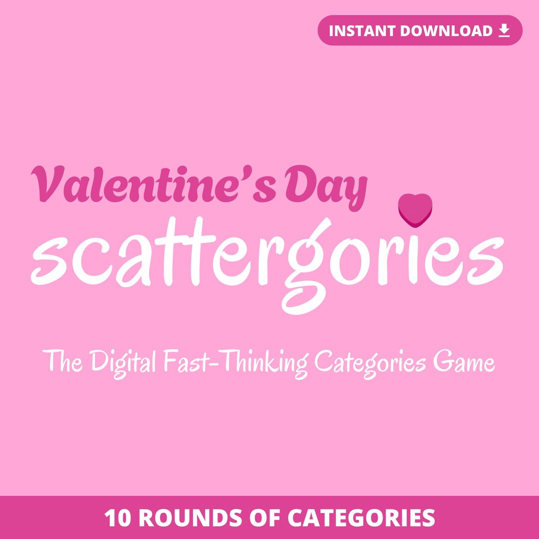 VALENTINE'S DAY SCATTERGORIES Digital Party Game | 10 Rounds | Family ...